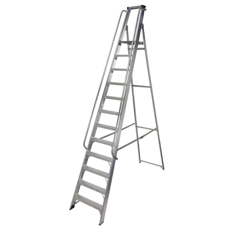 Platform Shop Steps with Handrail by Youngman - Sterk Systems